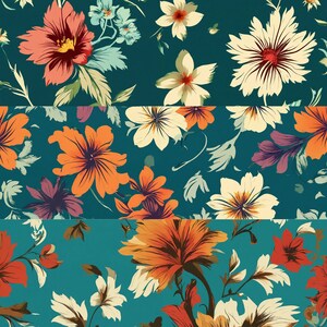 Retro Wildflower Paper -25 Digital Paper 12x12 300 DPI JPEGS - Etsy