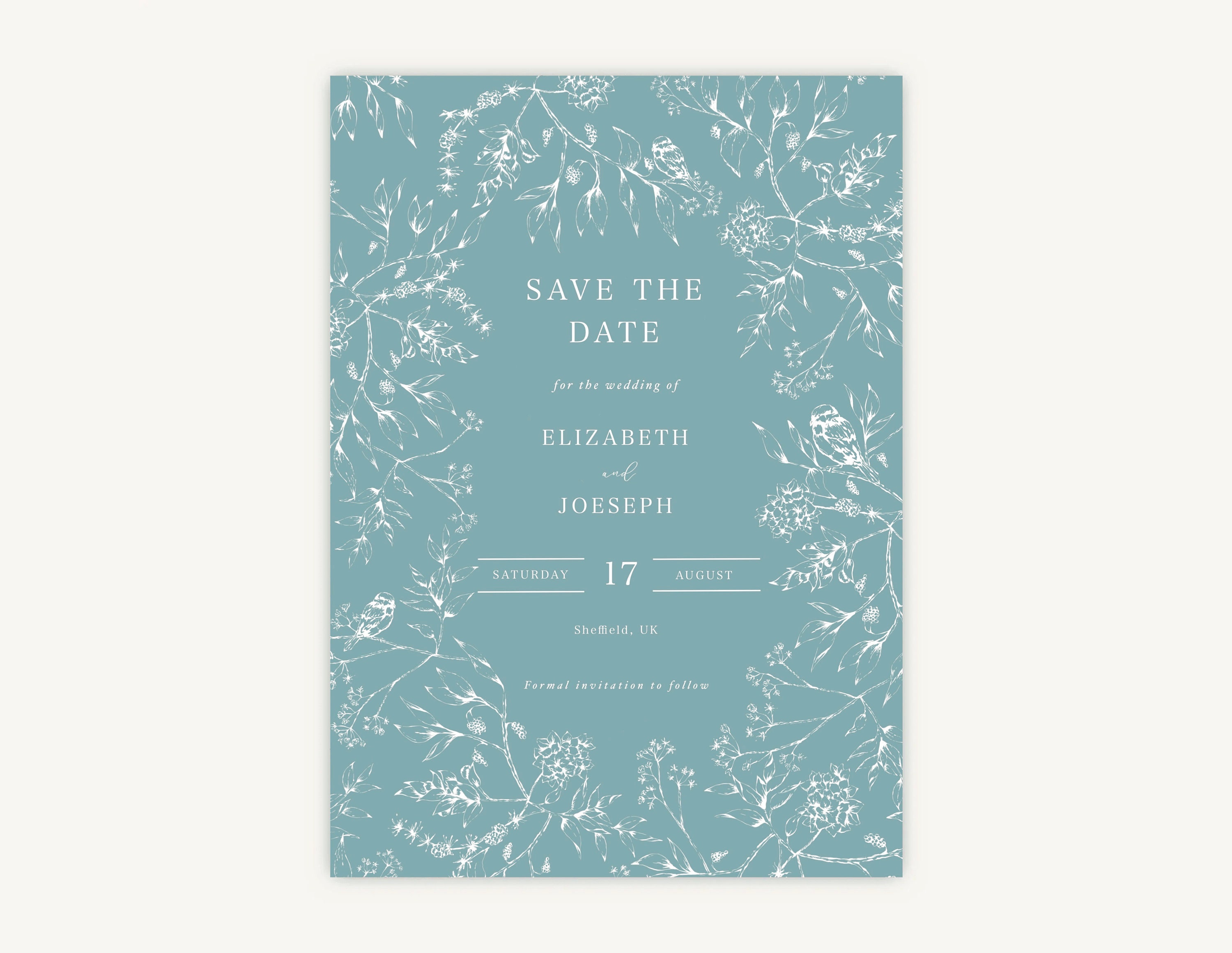 Teal Floral Save the Date, Modern Save the Date, Romantic Save the Date ...