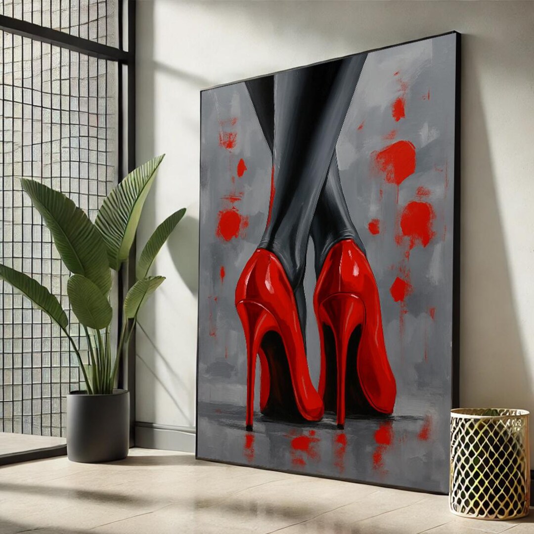 Bold Red Stilettos Art | Modern Chic Canvas Painting – Stylish Fashion ...
