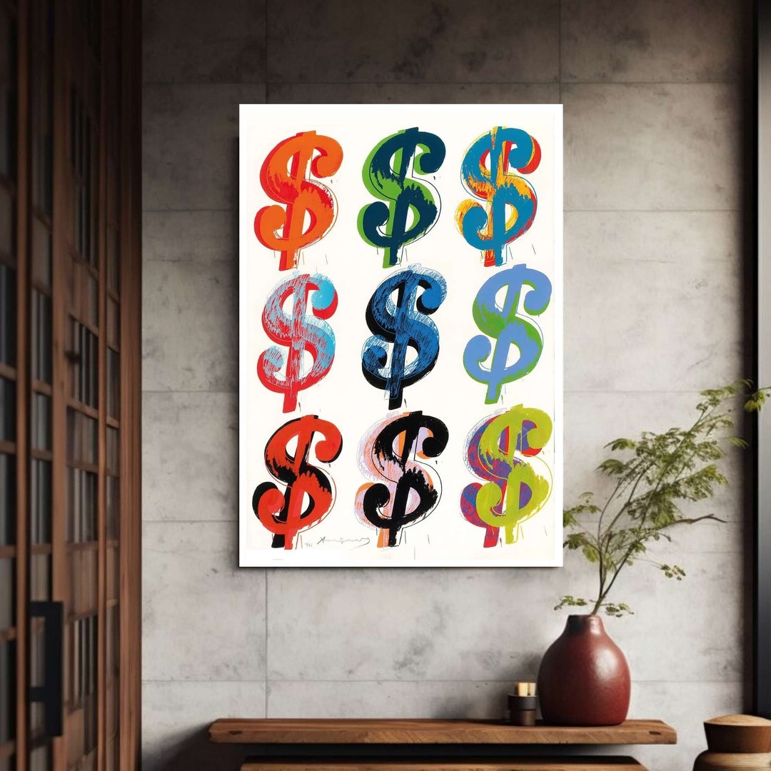 Rare Andy Warhol Dollar Sign Pop Art Canvas Wall Art Print Ready to ...