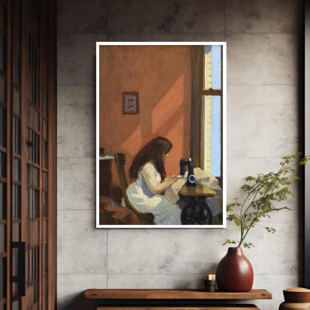 Edward Hopper Girl at Sewing Machine Canvas Wall Art Print Ready to ...