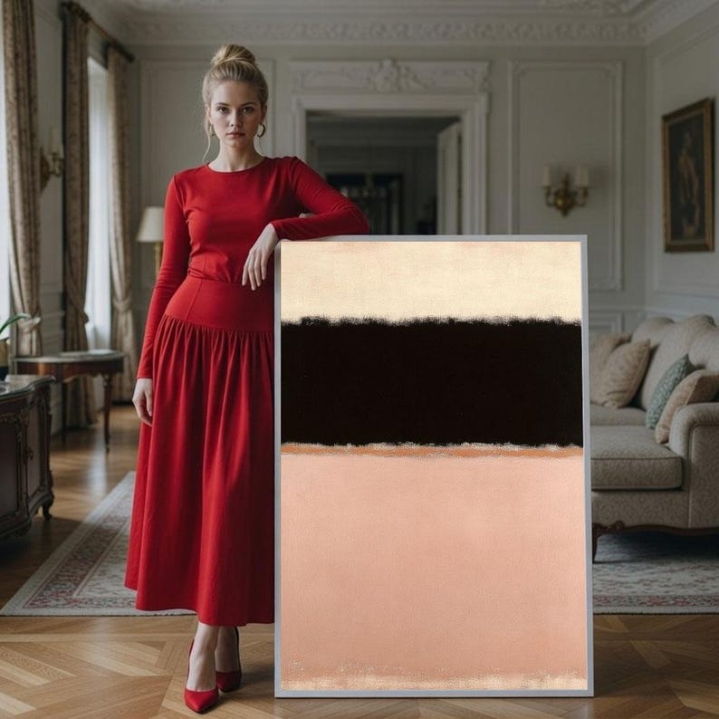 Mark Rothko Black Beige Canvas Wall Art Print Elegant Living Room Decor ...