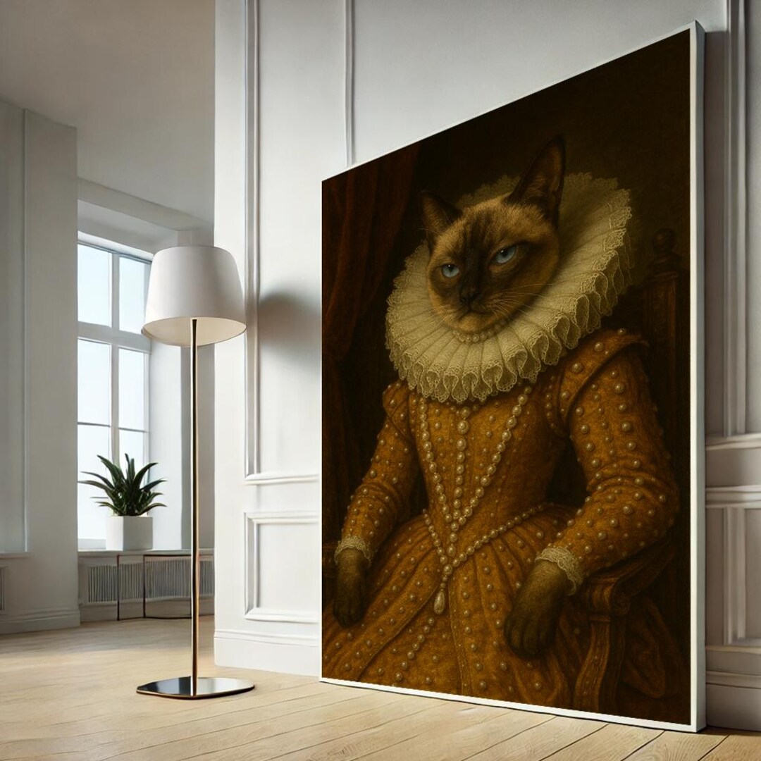 Regal Cat in Elizabethan Attire Canvas Wall Art Print | Elegant Living ...