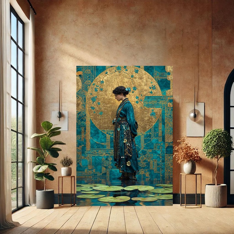Gustav Klimt Inspired Gold Art Nouveau Canvas Wall Art Print Elegant ...