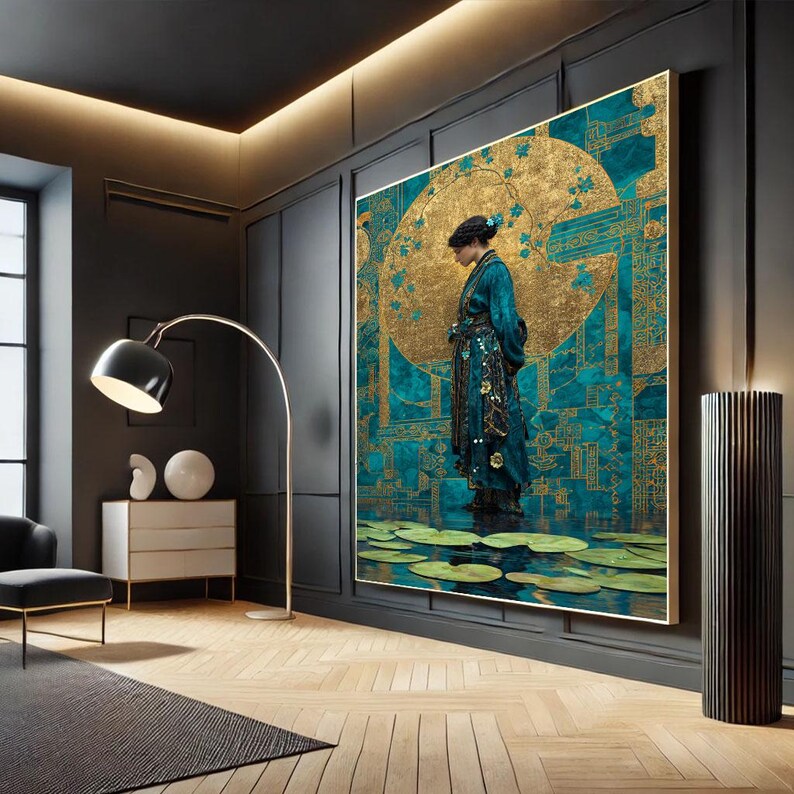 Gustav Klimt Inspired Gold Art Nouveau Canvas Wall Art Print Elegant ...