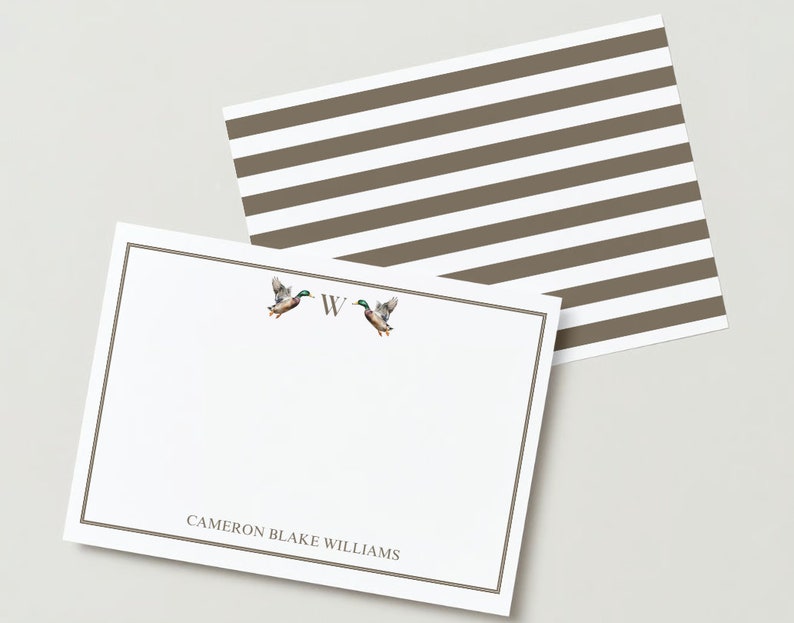 Personalized Stationery Printable Flat Note Card Mallard Duck ...