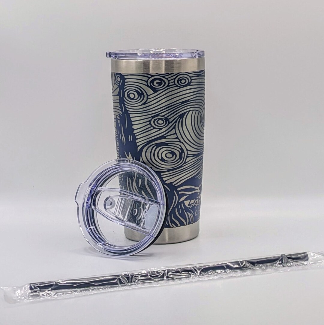 Starry Night Laser Engraved 20oz Insulated Tumbler With Lid and Straw ...