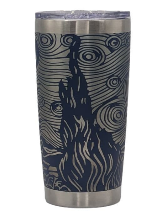 Starry Night Laser Engraved 20oz Insulated Tumbler With Lid and Straw ...