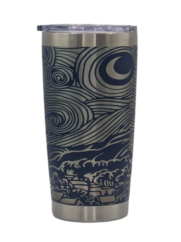 Starry Night Laser Engraved 20oz Insulated Tumbler With Lid and Straw ...