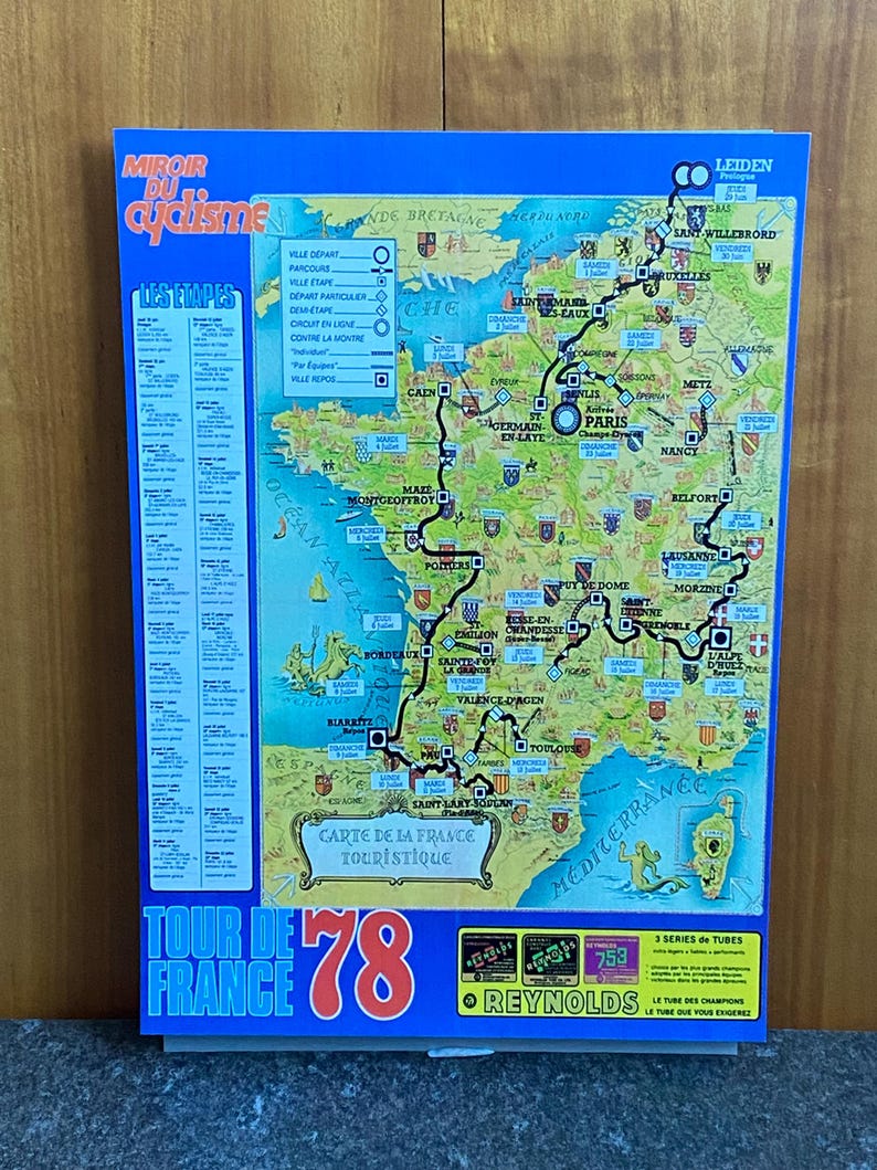 Tour De France 1978 Route Map: Vintage Cycling Metal Sign - Etsy