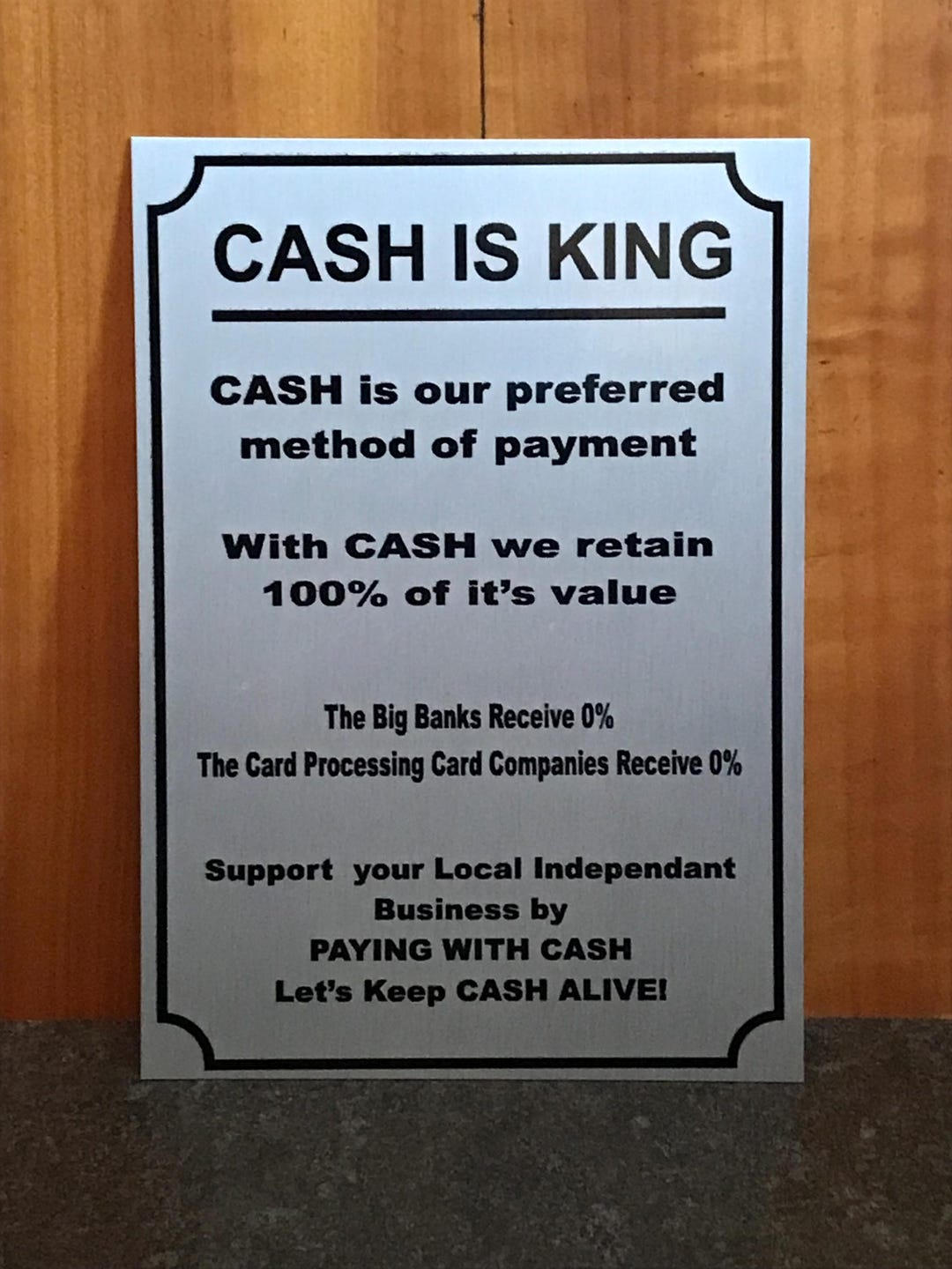 CASH IS KING, Printed Metal Signs, A4 A5, Shop, Wall Art, Decor, Print ...