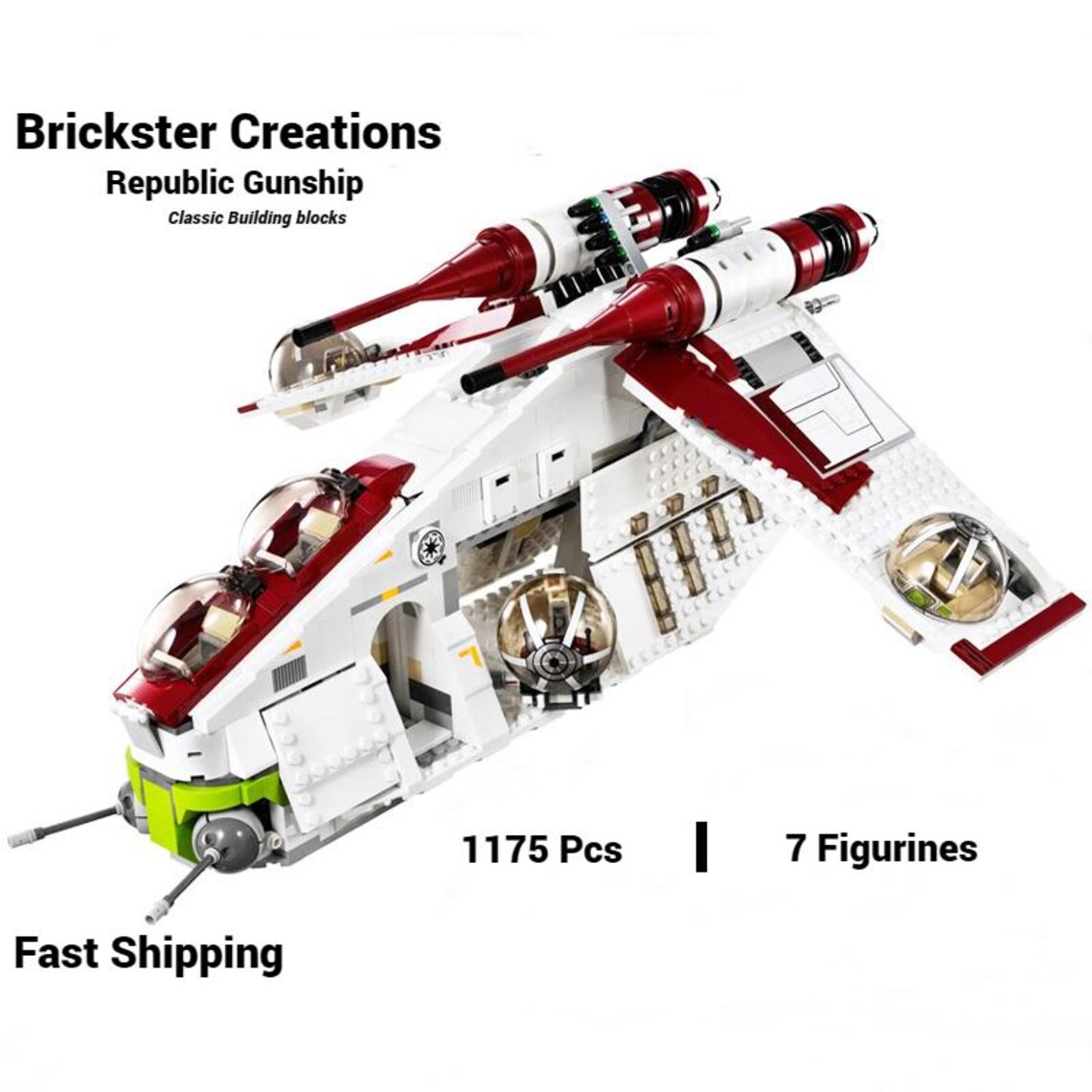 Republic Gunship Brick Playset Building Model Toy Mini Figures Included ...