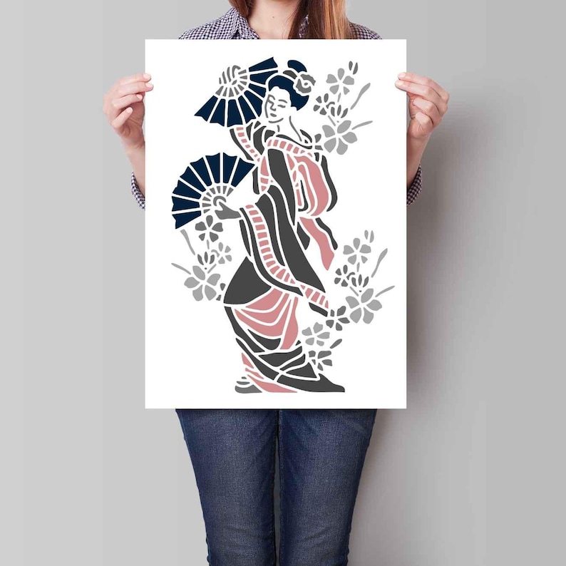 Japanese Geisha Stencil (many Sizes) - Etsy