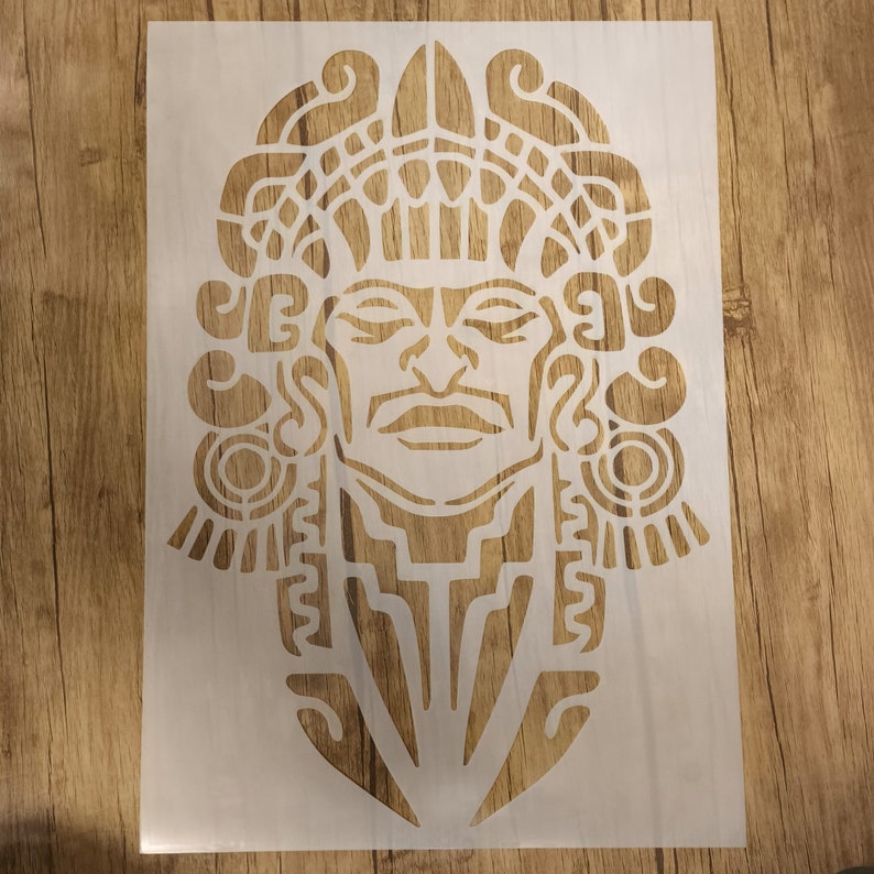Mayan Face Stencil - Reusable Tribal Stencils (many Sizes) - Etsy