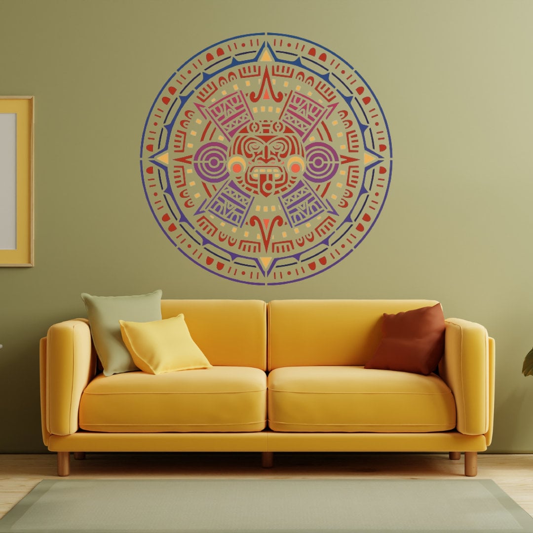 Mayan Calendar Stencil - Aztec Large Wall Stencil (many Sizes) - Etsy