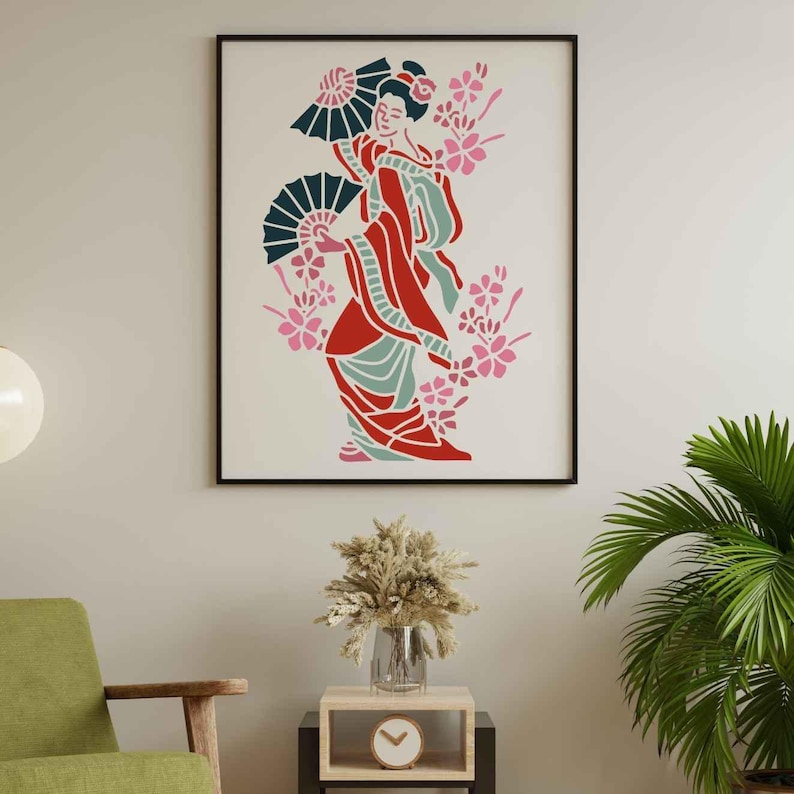 Japanese Geisha Stencil (many Sizes) - Etsy