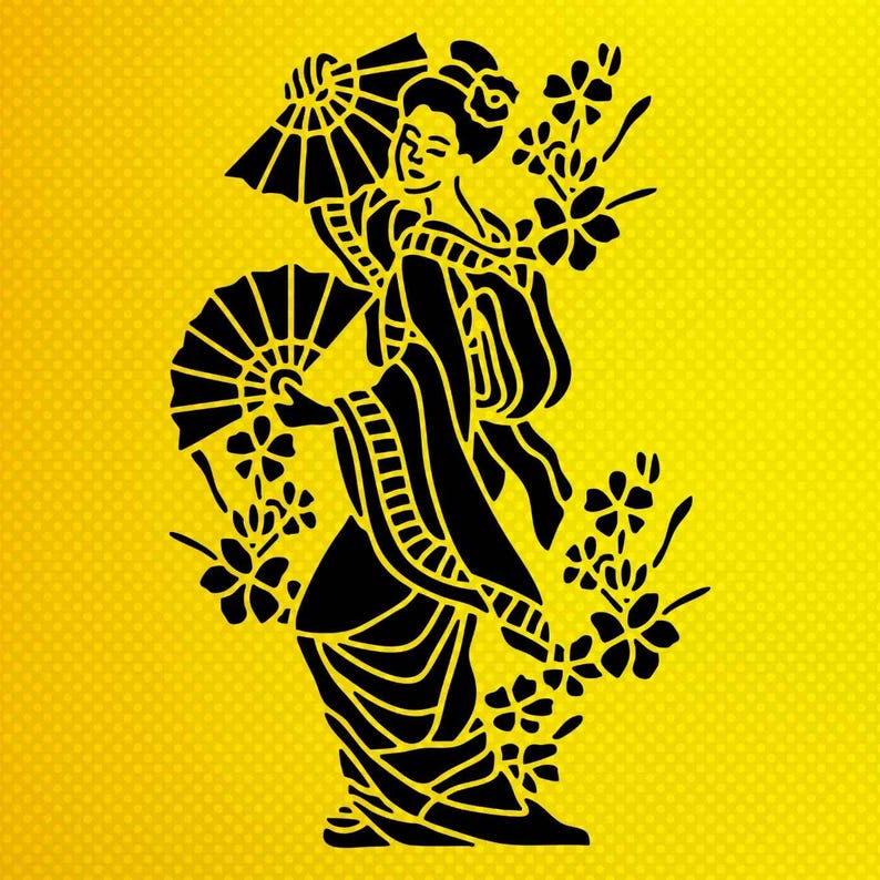 Japanese Geisha Stencil (many Sizes) - Etsy