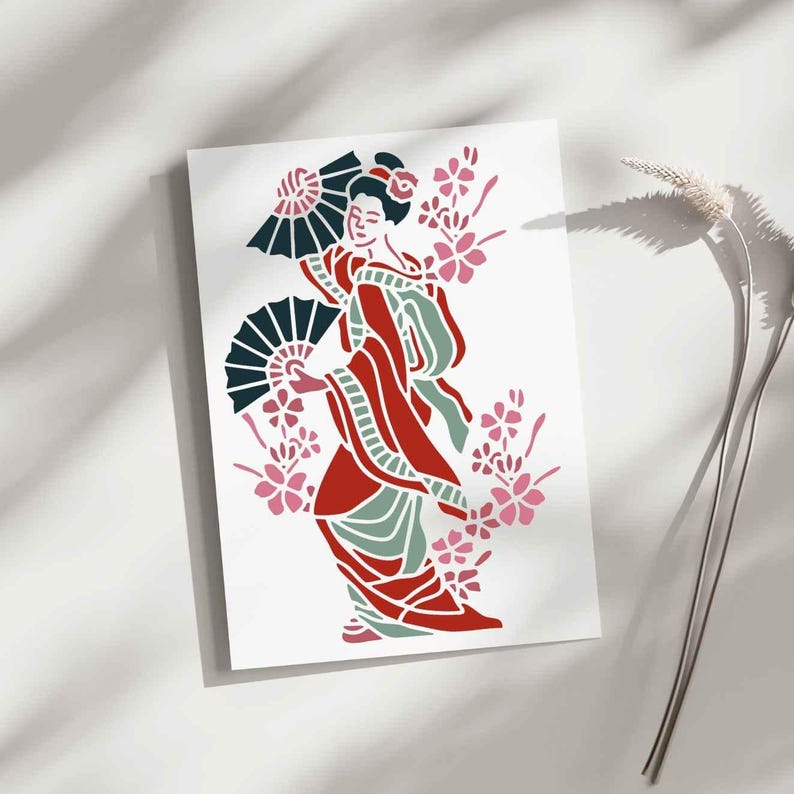 Japanese Geisha Stencil (many Sizes) - Etsy