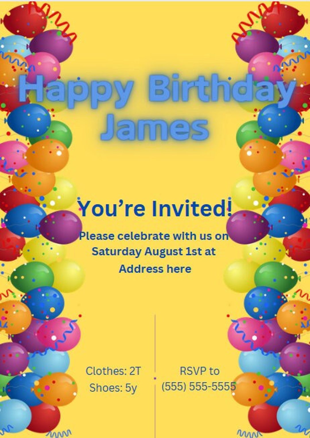 Happy Birthday Digital Invitation Template - Etsy