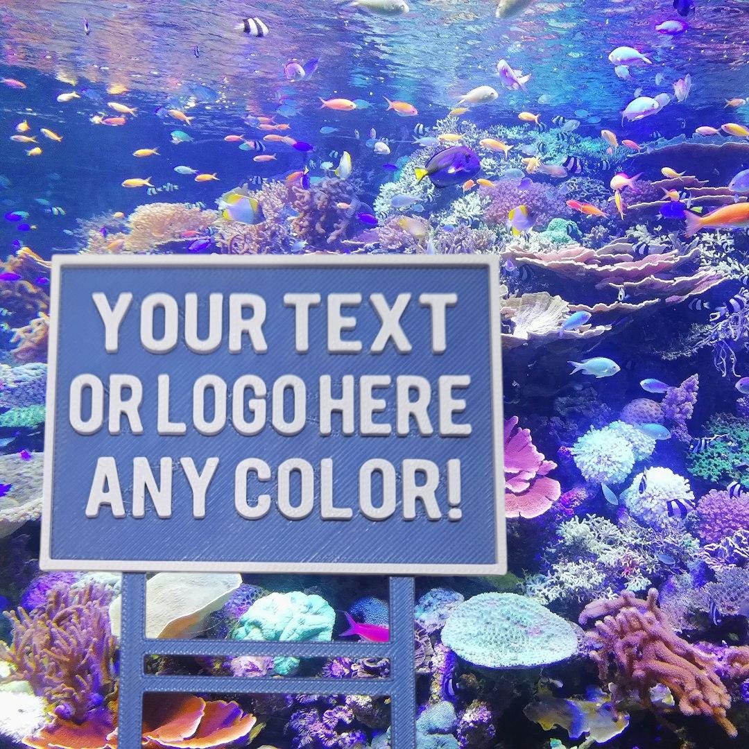 Aquarium Decor CUSTOM With Text or Logo for Fish Tank or Betta Fish ...
