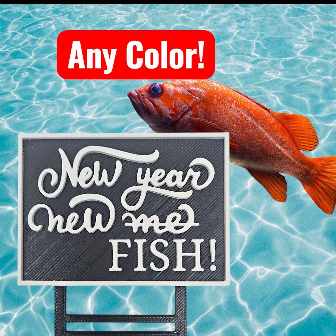 New Years Funny Fish Tank Decor New Year New Fish Sign Aquarium Decor ...