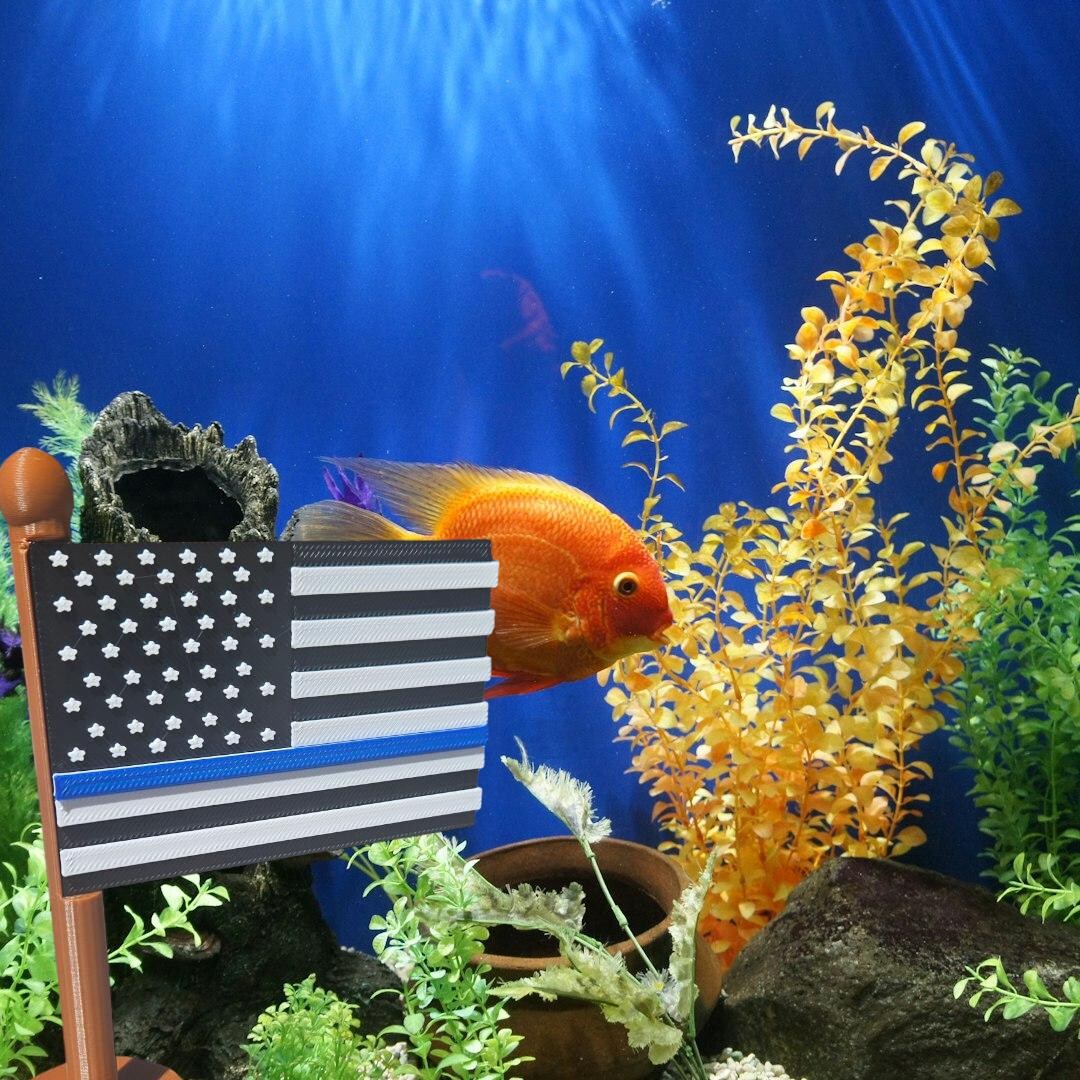 Thin Blue Line American Flag: Fish Tank Decor for First Responders - Etsy