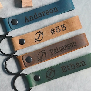 Football Personalized Keychain / Keyring / Bag Tag / Name Tag - Leather ...