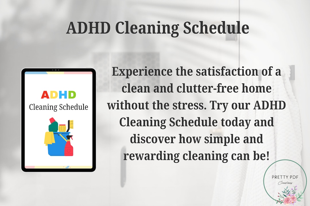 ADHD Cleaning Schedule, ADHD Cleaning Chart, Adult Chore Chart, Weekly ...
