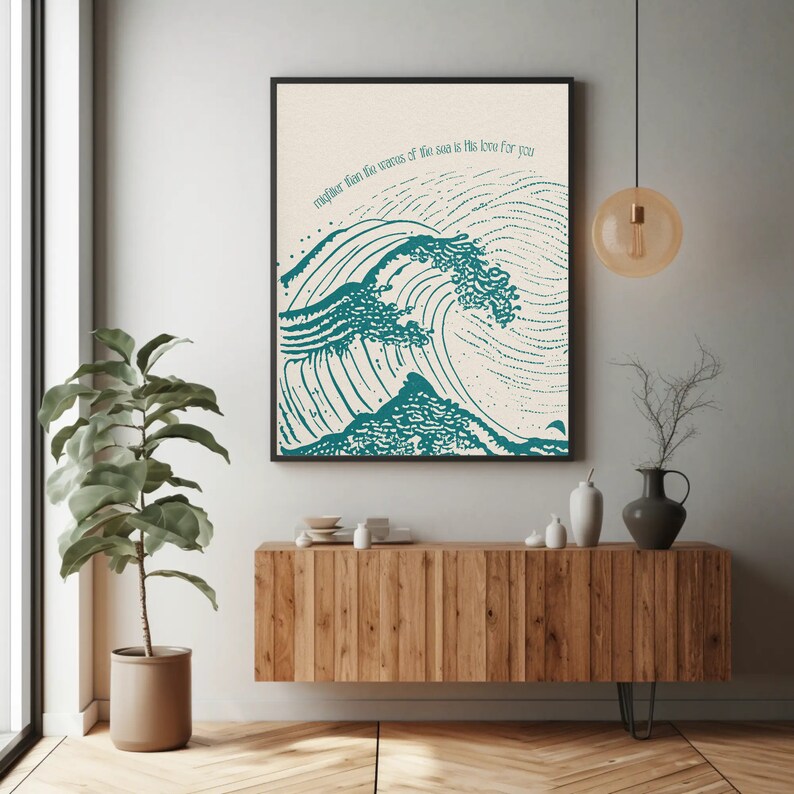 Mightier Than the Waves, Bible Verse Wall Art, Scripture, Bible Verse ...