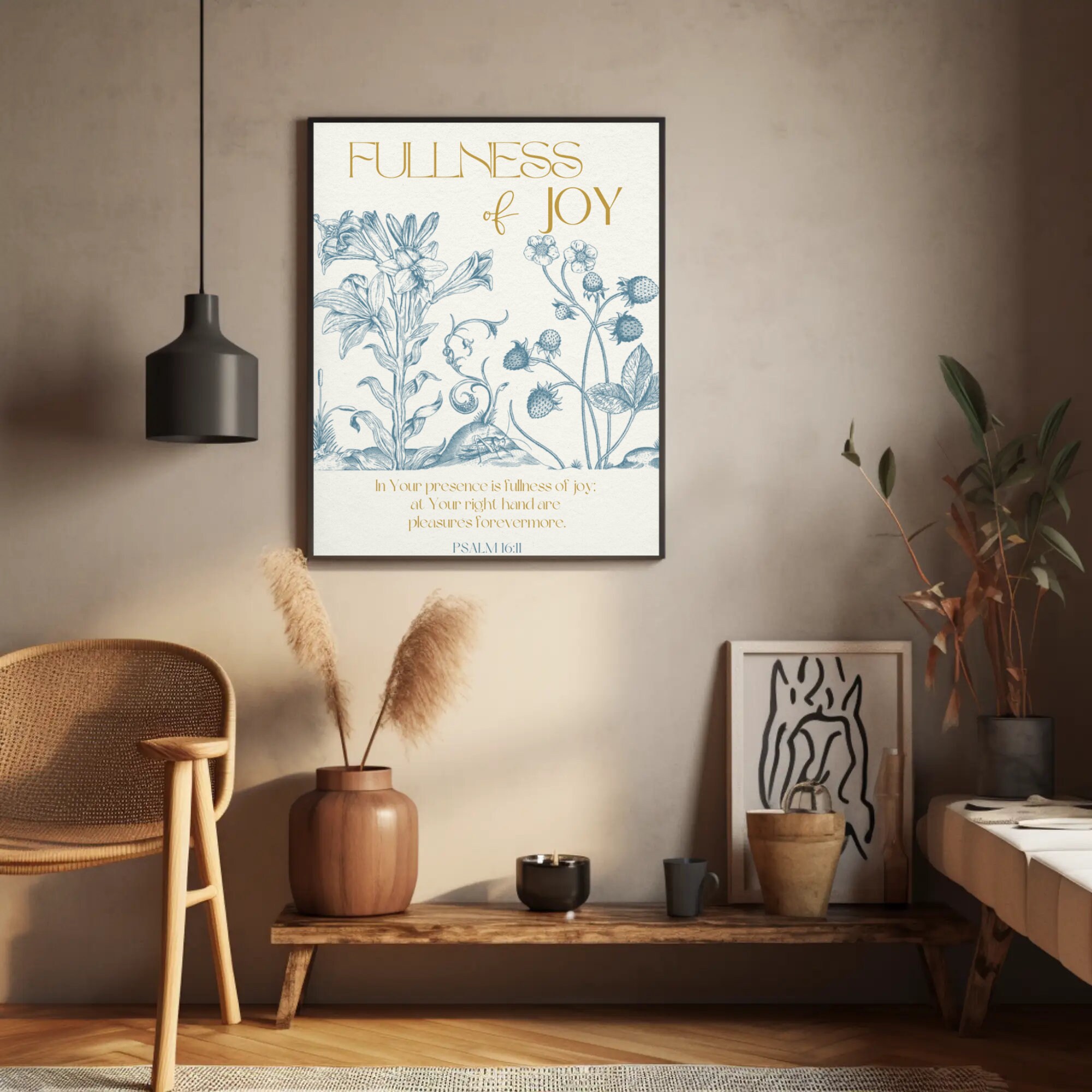 Fullness of Joy, Bible Verse Wall Art, Scripture, Modern Christian Wall ...