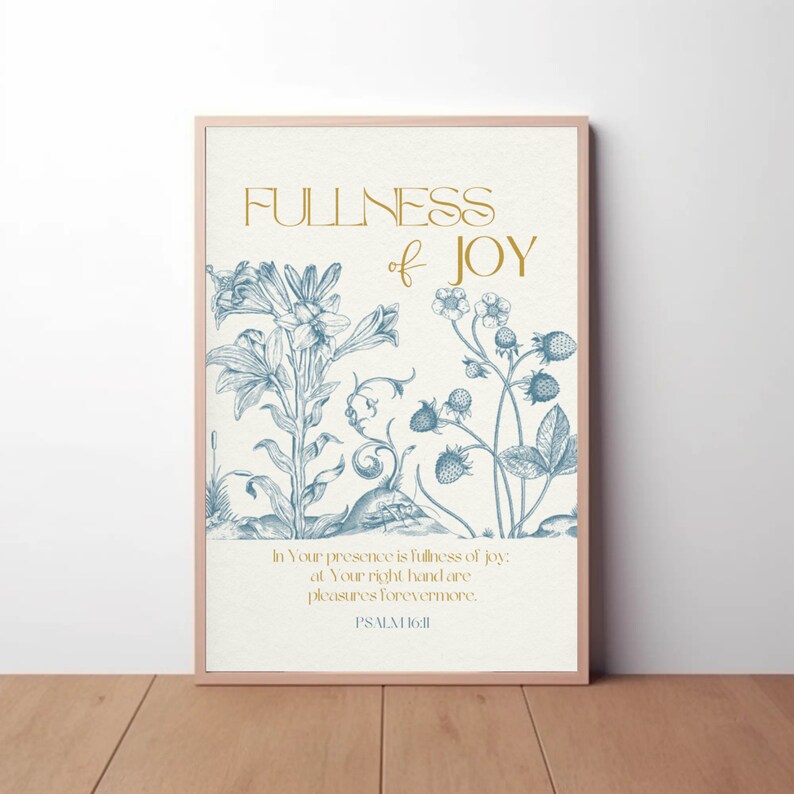 Fullness of Joy, Bible Verse Wall Art, Scripture, Modern Christian Wall ...