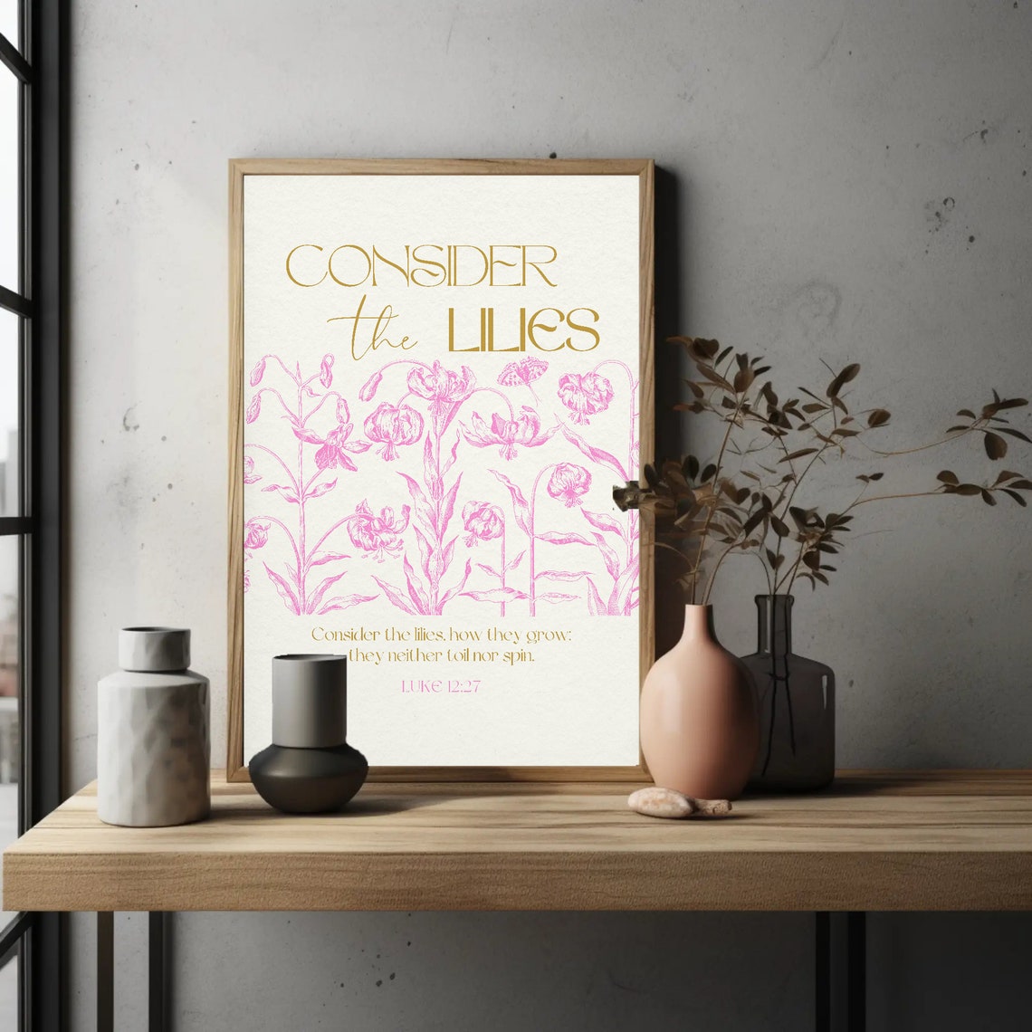 Consider the Lilies, Bible Verse Wall Art, Scripture, Modern Christian ...