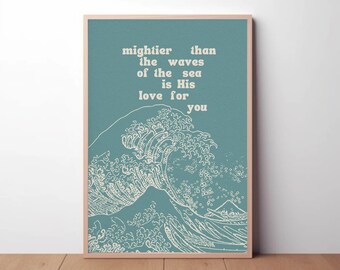 Mightier Than the Waves, Bible Verse Wall Art, Scripture, Bible Verse ...