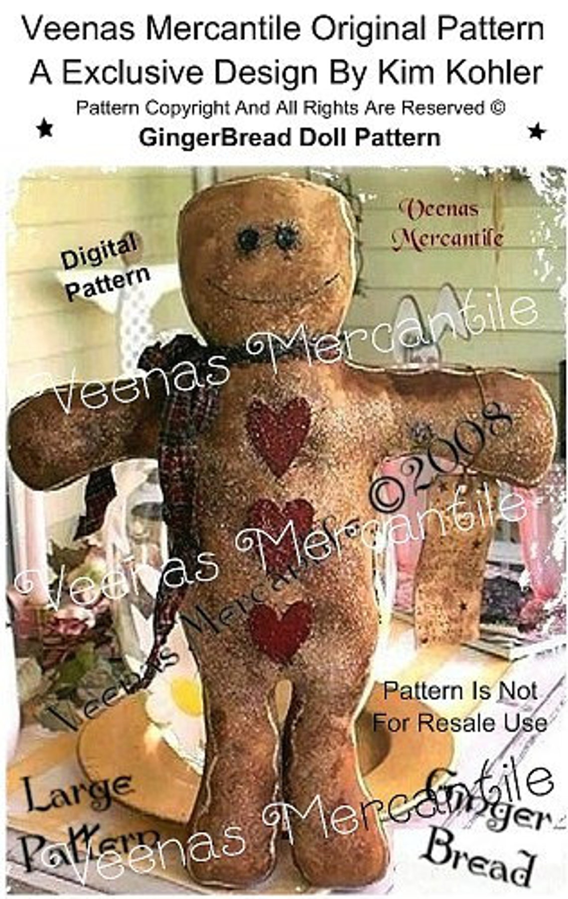 INSTANT Download Pattern Classic Gingerbread Doll Primitive - Etsy