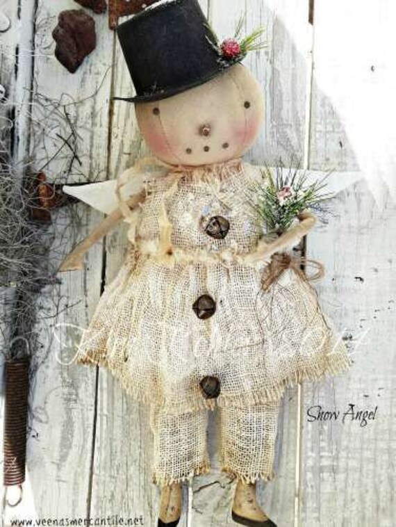 Snowman Doll Pattern PDF Farmhouse Primitive Sewing INSTANT - Etsy