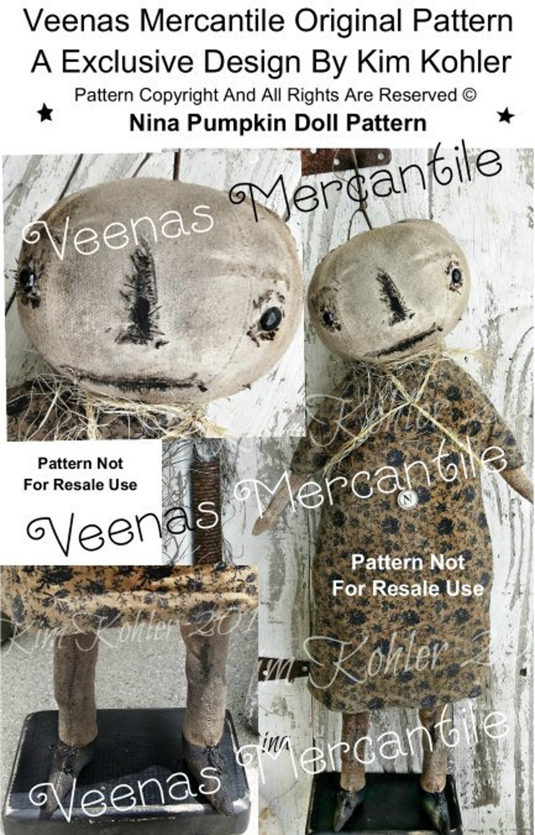 Standing Pumpkin Primitive Doll Pattern INSTANT Download PDF Digital ...