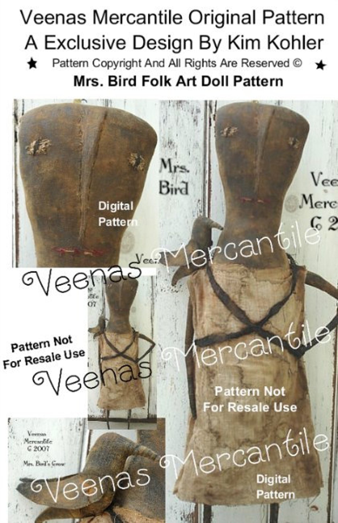 INSTANT Download Doll Bird Pattern VERY Primitive Early Prim PDF ...