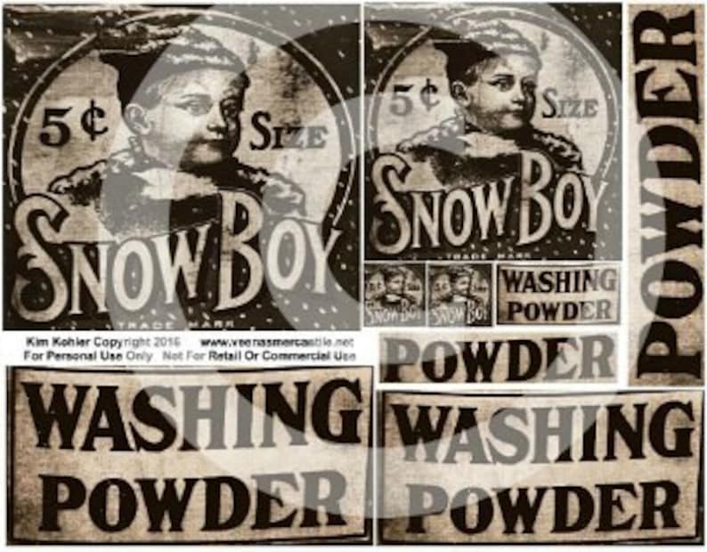 Snow Boy Washing Powder Detergent Laundry Vintage Label INSTANT ...