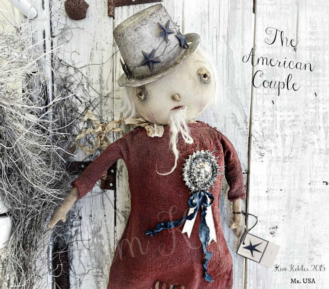 INSTANT Download Americana Primitive Doll Pattern American Couple Uncle ...