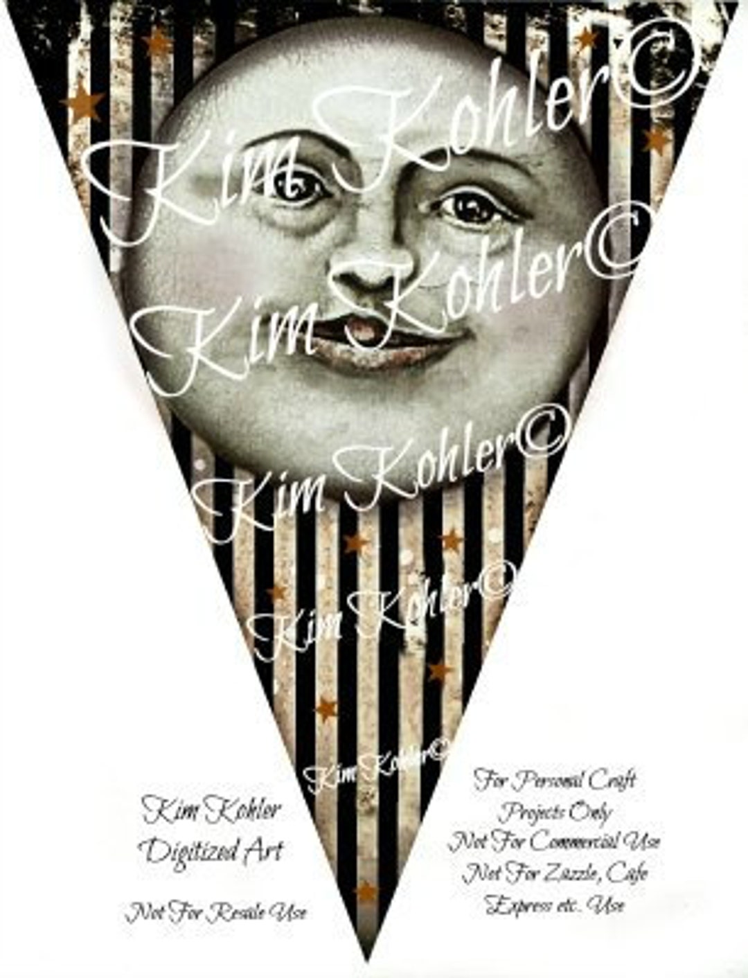 Vintage Paper Ephemera Pennant Banner Label 2 Instant Moon Stripe ...