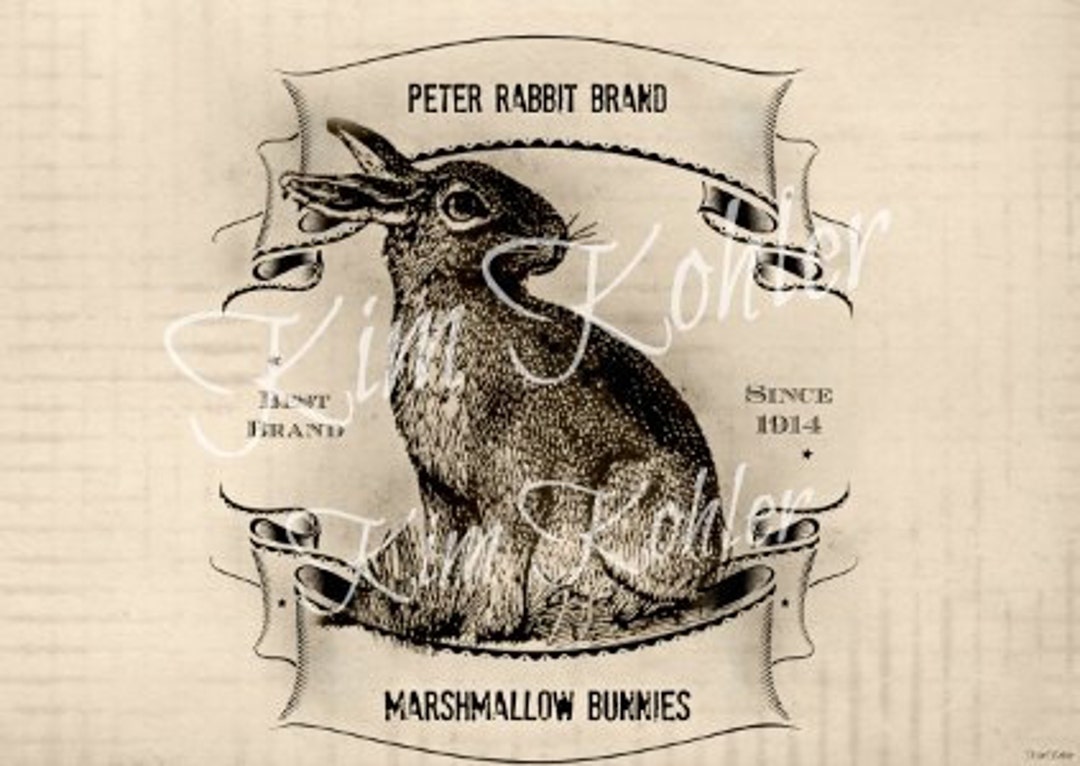 Rabbit Bunny Pantry Kitchen Can Labels Hang Tags Primitive Box Vintage ...