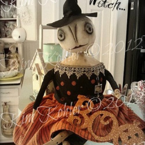 Witch Doll Primitive Pattern Instant Download PDF Halloween E - Etsy