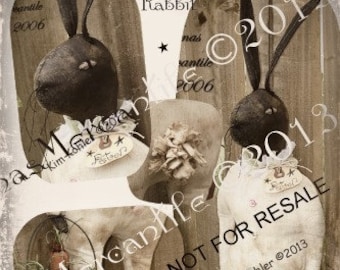 Rabbit Bunny Doll Pattern Primitive Instant Download Standing | Etsy