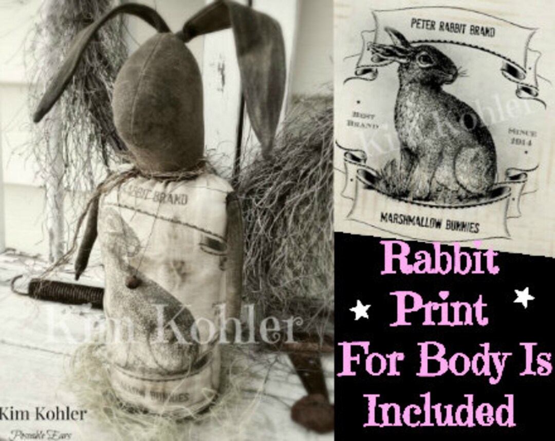 Instant Primitive Bunny Bun Rabbit Doll Pattern Download Animal E PDF ...
