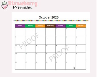 Pink October Printable Calendar, Digital Download, Halloween Planner ...