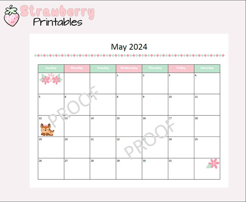 Printable May 2024 Calendar - Etsy