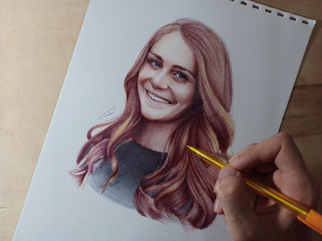Drawing Portraits With Colored Pens, Portrait Drawing, Drawing Portrait ...
