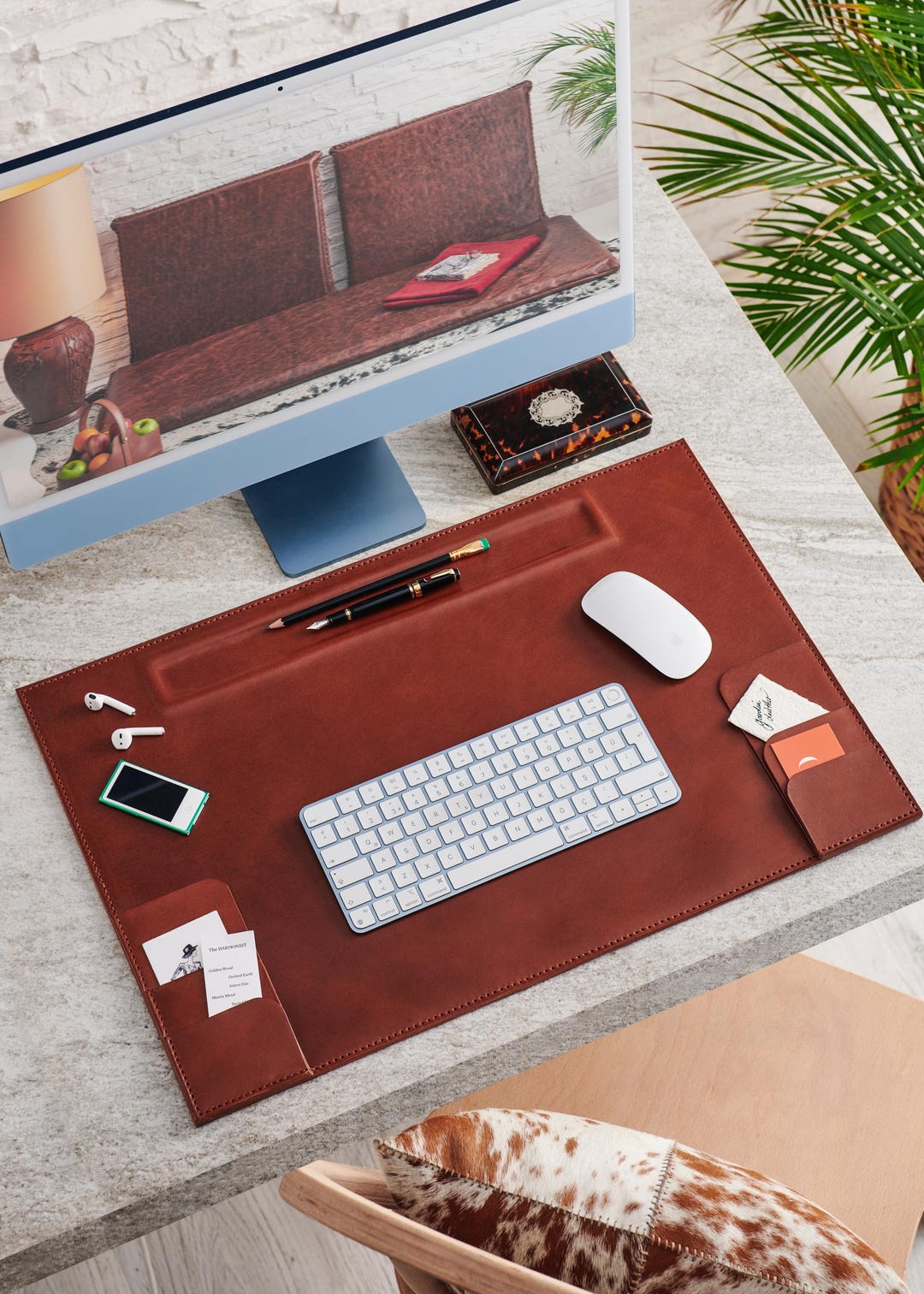 Handmade Genuine Leather Desk Pad – Luxury Leather Writing Mat – Office ...