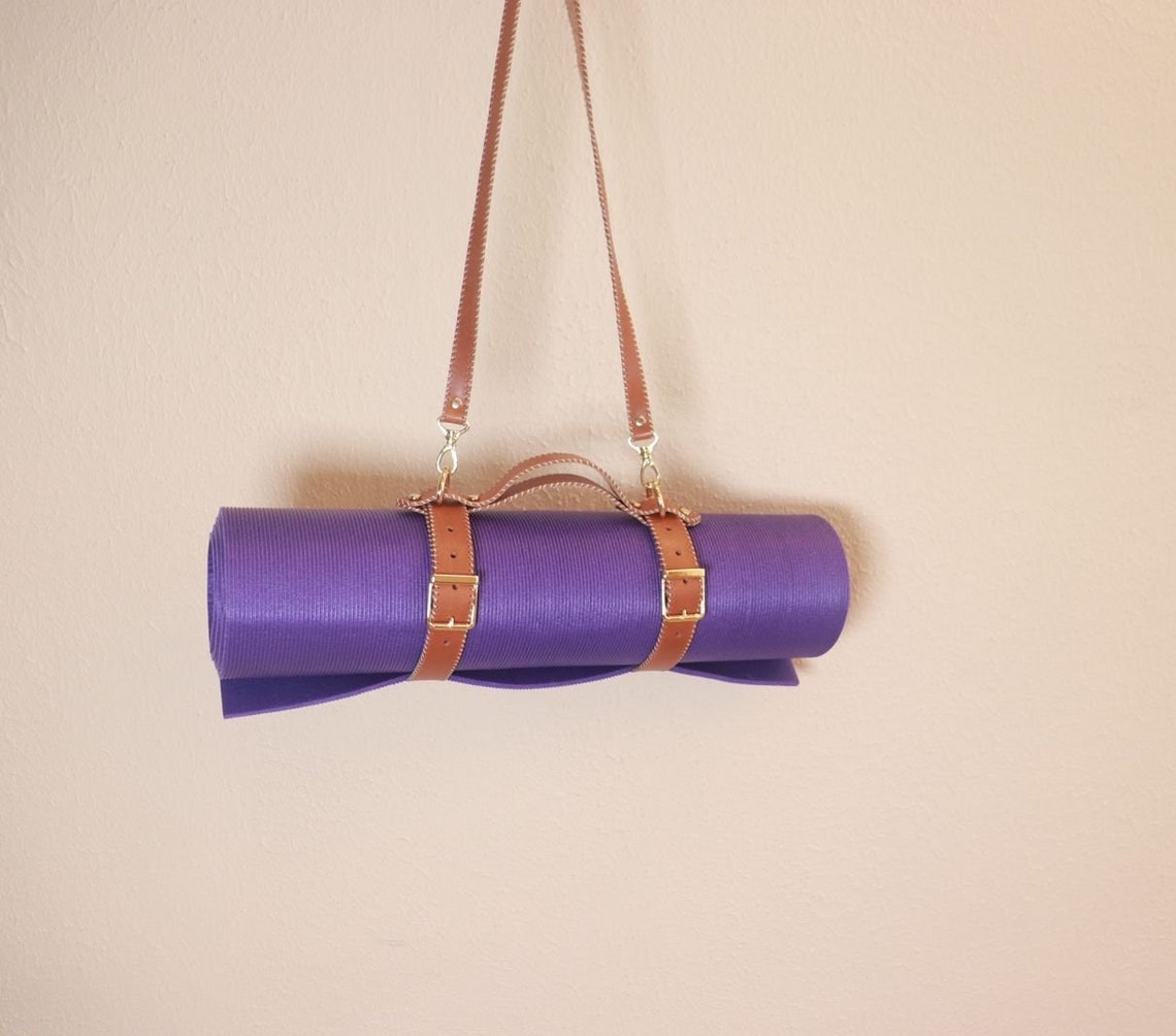 Leather Yoga Mat Strap, Handmade Exercise Mat Carrier With Buckle ...
