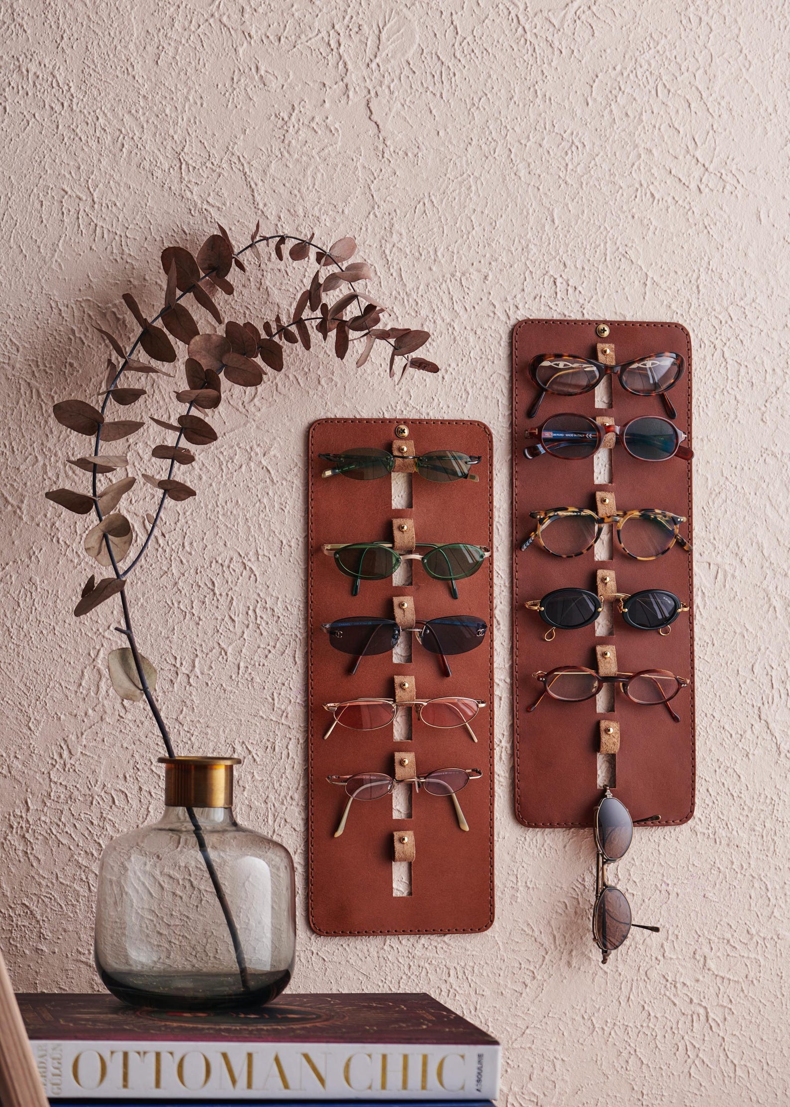Handcrafted Leather Sunglasses Holder: Wall Mounted Eyeglass Display - Etsy